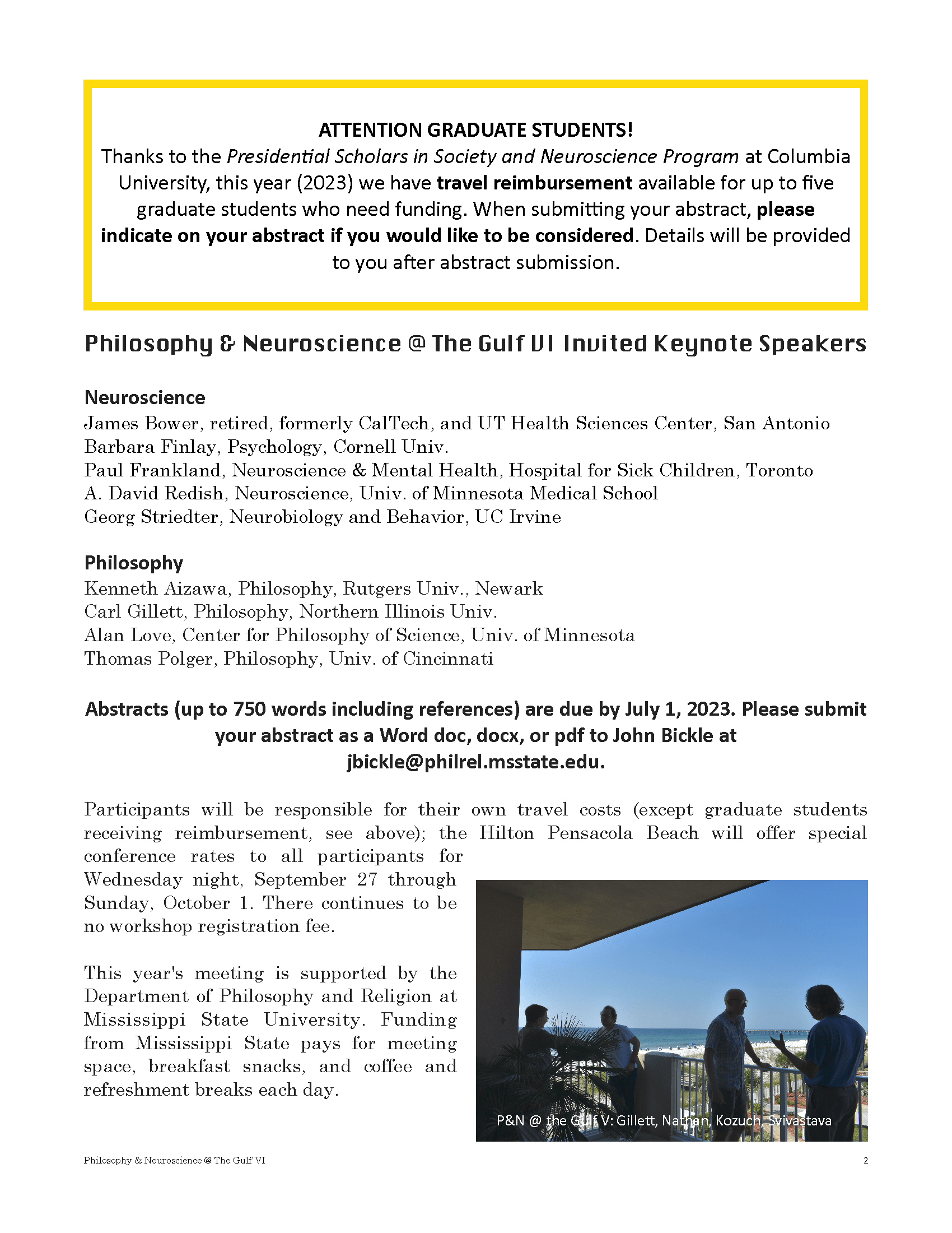 Second CFA: Philosophy & Neuroscience at the Gulf VI — The Brains Blog